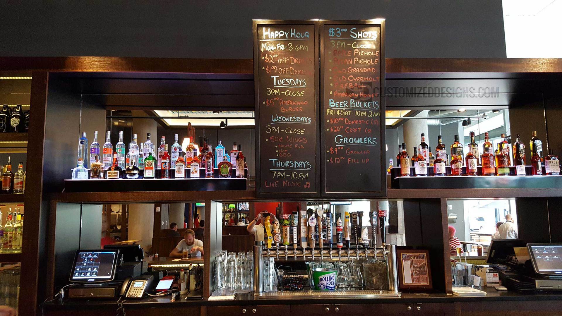 LED Lighted Liquor Shelves & Illuminated Home Bar Displays - 2 Tiers