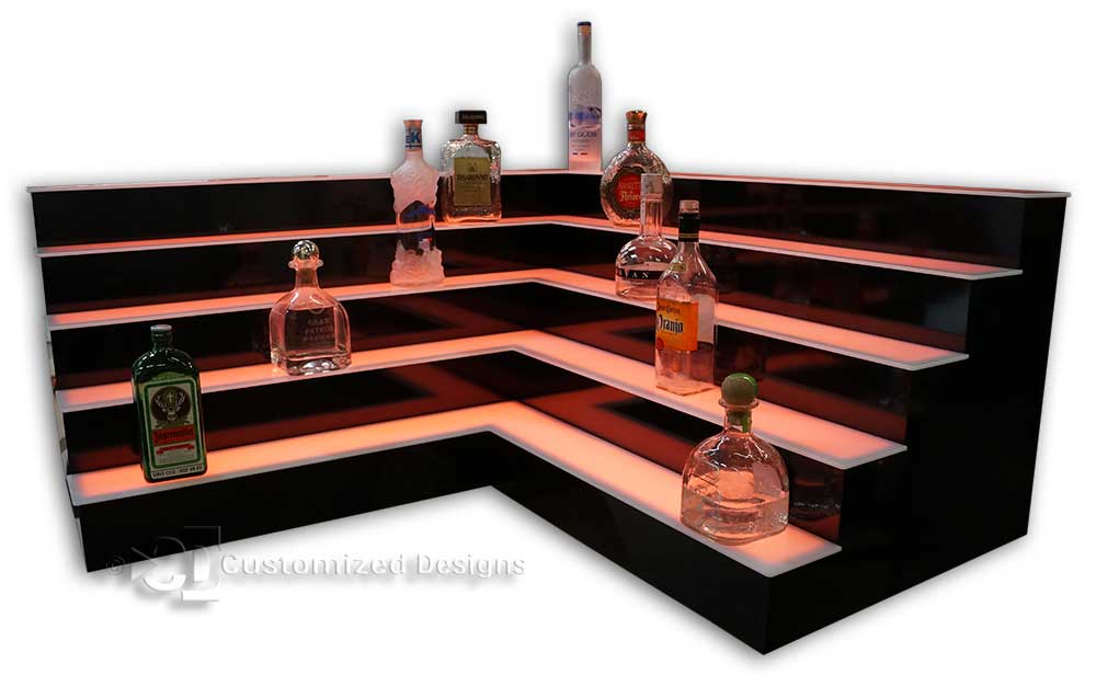 Corner Bar Shelves for Home, Restaurants or Bars - Customized Designs