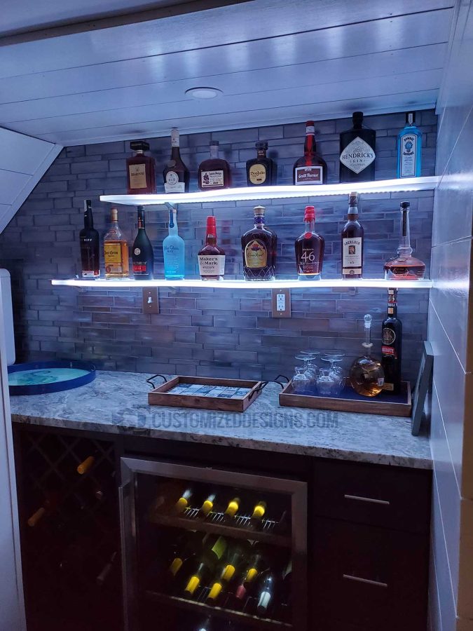 60" Curved LED Lighted Floating Shelves by Customized Designs