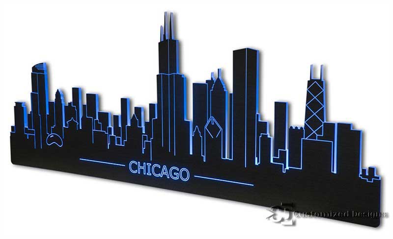 Downtown Chicago Lighted Skyline - Customizeddesigns.com