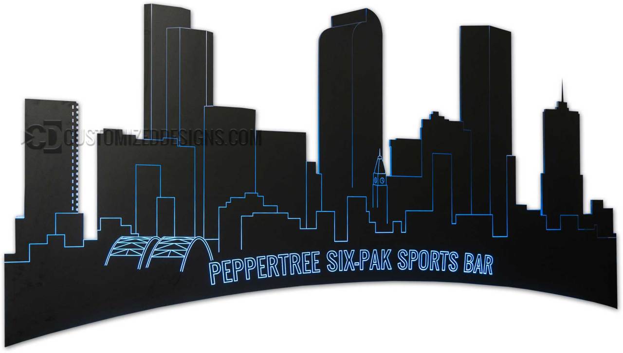 LED Lighted Denver Colorado Skyline Art - Wall Mounted