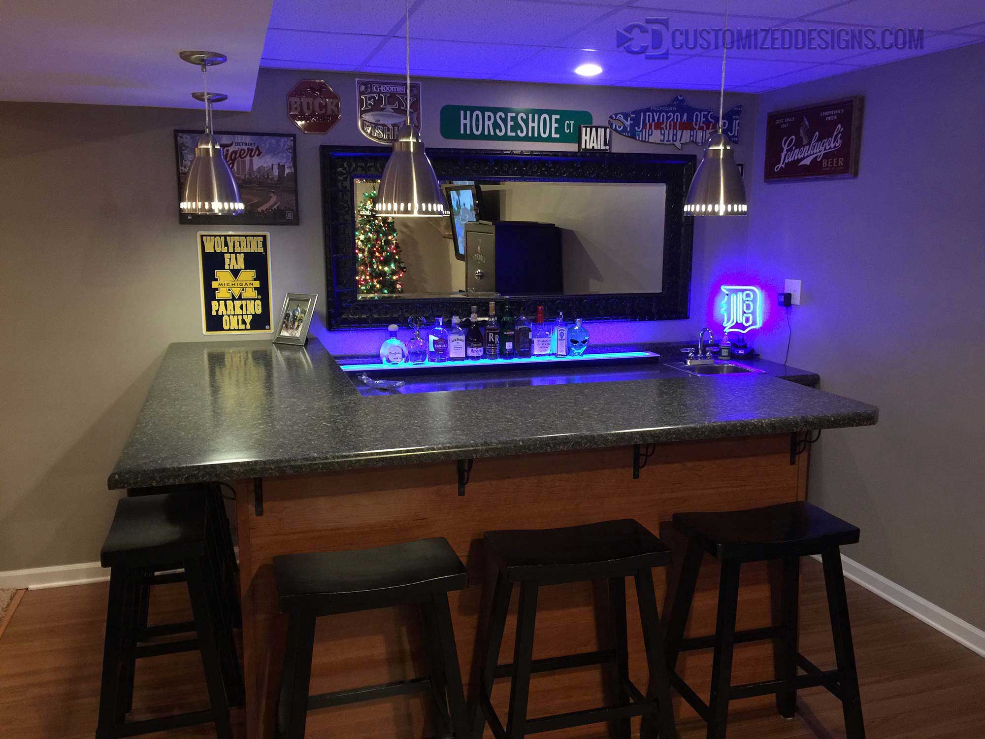 Detroit Michigan Themed Home Bar - Home Bar Ideas - Products & Ideas