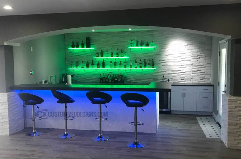 Lighted Back Bar Shelves, Great for Home Bars, Restaurants & Bars!