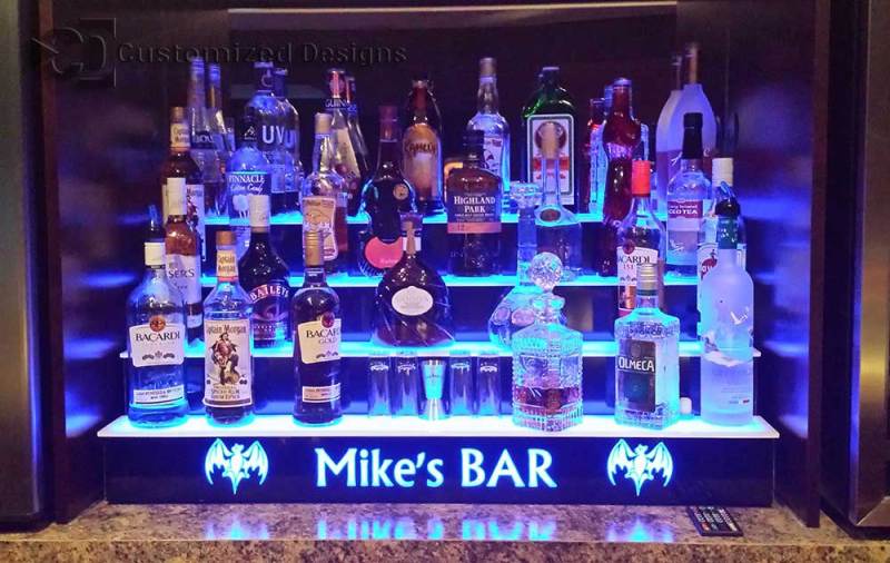4 Step LED Liquor Shelves & Back Bar Shelving for Bars & Restaurants
