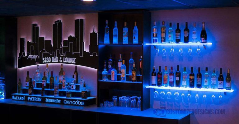 LED Lighted Shelves | Back Bar Shelving For Home Bars & Restaurants