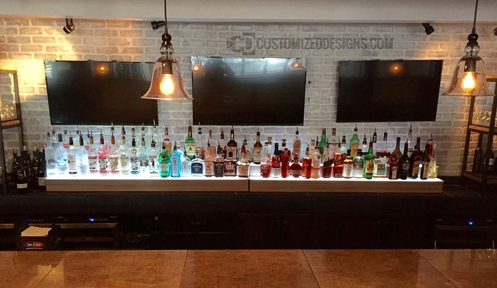 2 Tier Liquor Displays w/ Illustrious Maple Finish - Bar & Nightclub ...