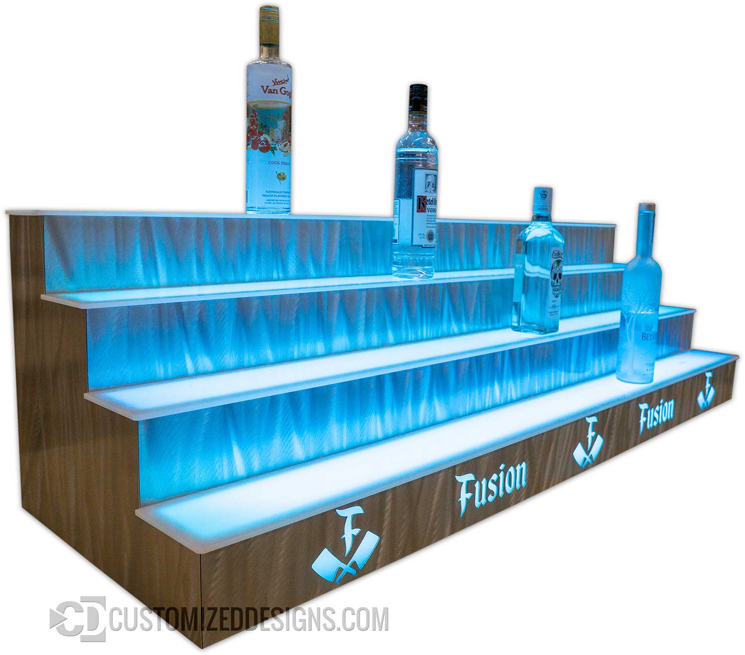 4 Step LED Liquor Shelves & Back Bar Shelving for Bars & Restaurants