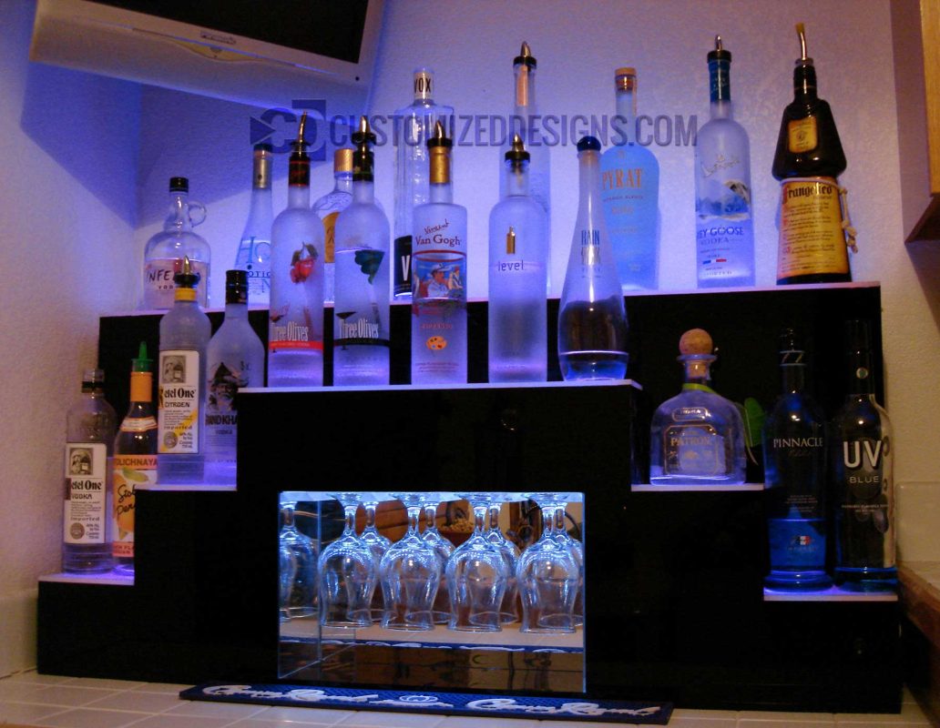 Custom Pyramid Style Lighted Back Bar Display - Bar Displays - Products ...