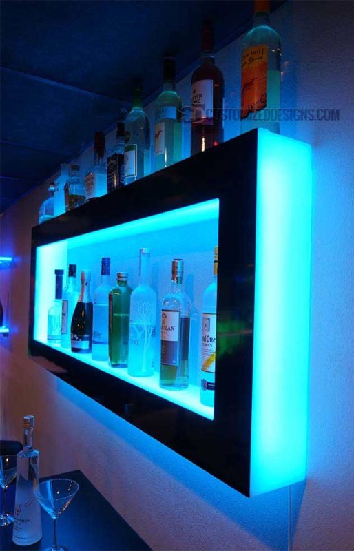 Lighted Back Bar Wall Display Shelves - LED Lighting - Modern Design