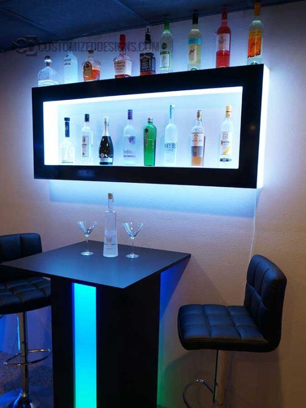 Lighted Back Bar Wall Display Shelves - LED Lighting - Modern Design