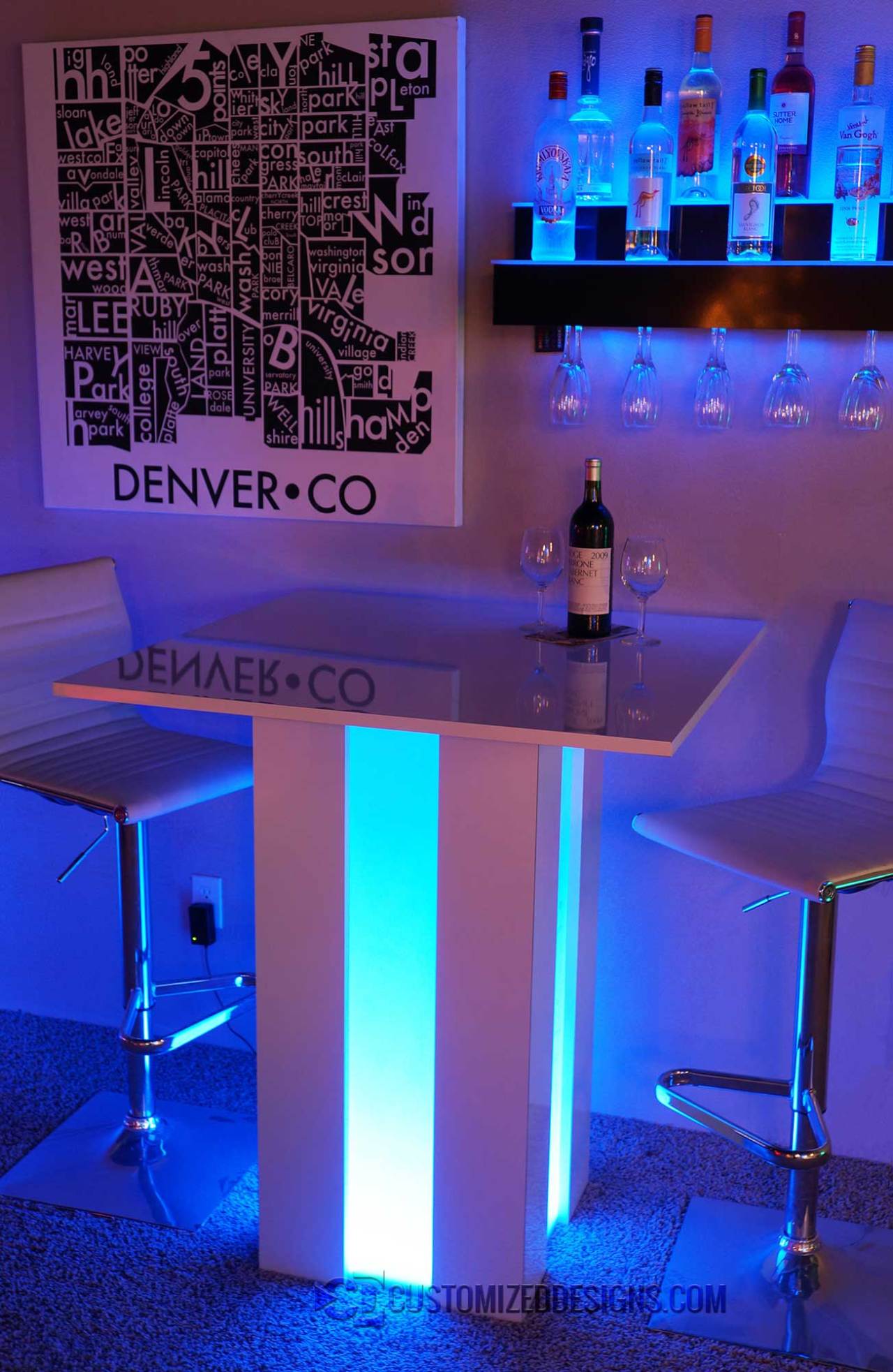 Mirage LED Lighted Cocktail Table - Customizeddesigns.com