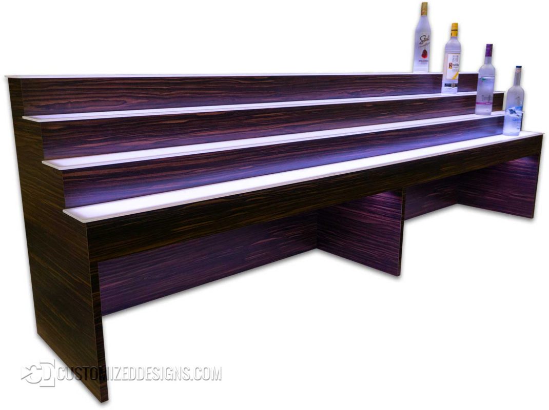 4 Tier Raised Style Bar Shelving w/ Tendu Finish - Bar Displays ...
