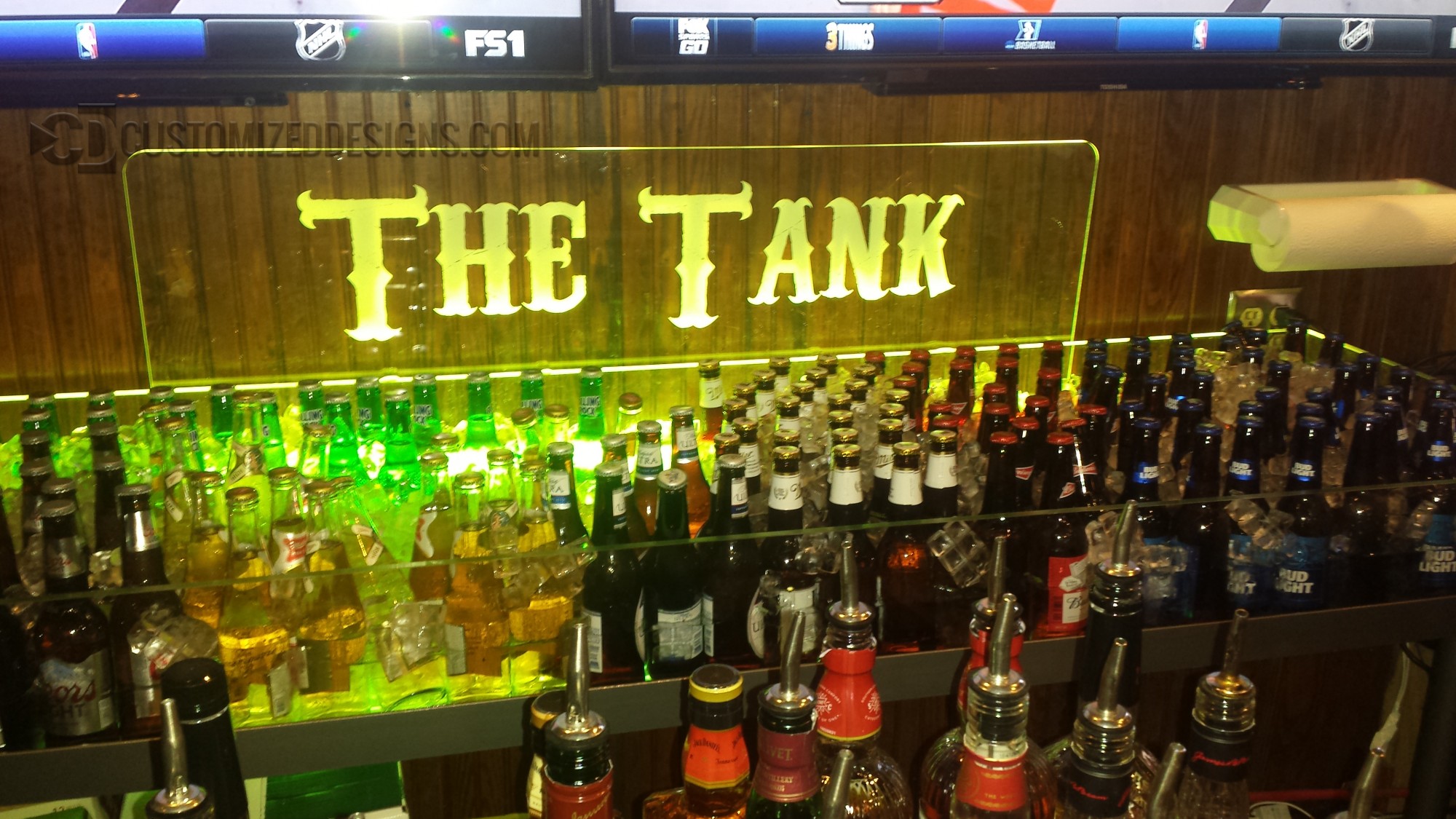 LED Lighted Beer Ice Bins, Back Bar Beverage Displays,Customize Yours!