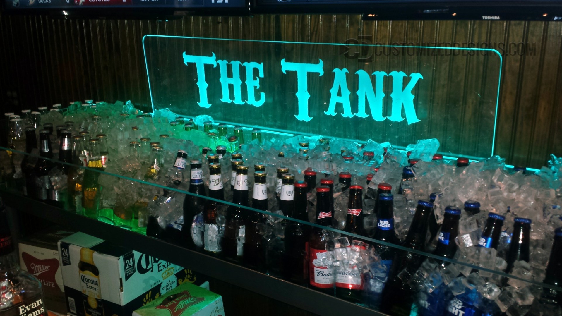 LED Lighted Beer Ice Bins, Back Bar Beverage Displays,Customize Yours!